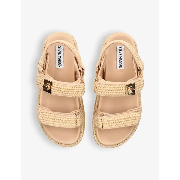 Steve Madden Millo Double-strap Raffia Sandals - Beige