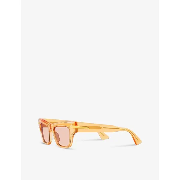 Bottega Veneta Rectangular-Frame Acetate Sunglasses In Orange - 50