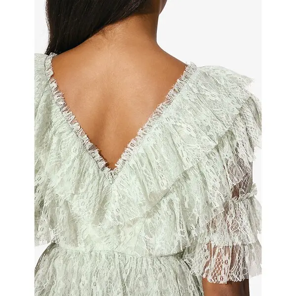 Malina Woven Mini Dress With Ruffle Trim In Pistachio - 7% Off |  Editorialist