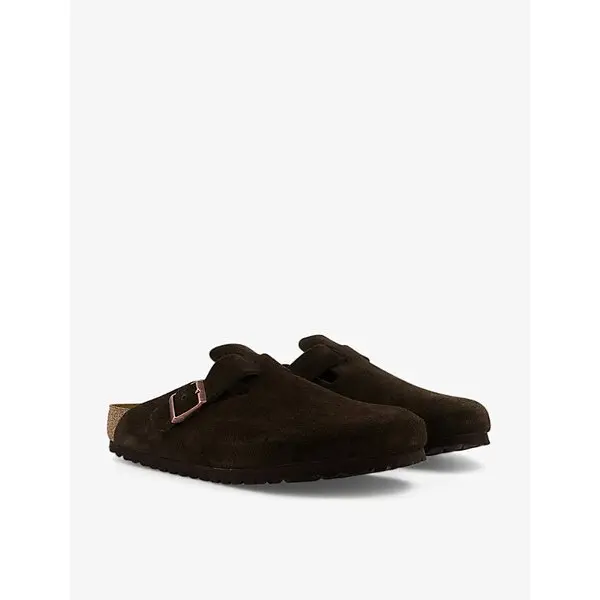 BIRKENSTOCK Boston Logo-embossed Suede Clogs