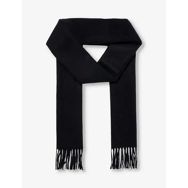 Johnstons Of Elgin Fringe-trim Brushed Cashmere Scarf - Black