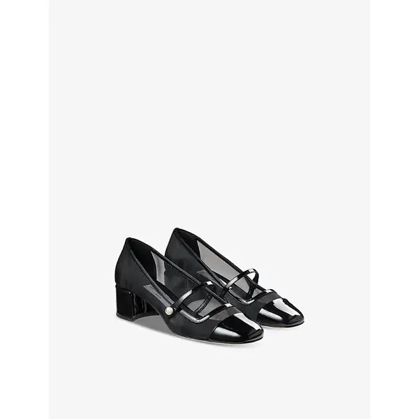 JIMMY CHOO Elisa 45 Mesh And Patent-leather Heeled Courts - Black/black