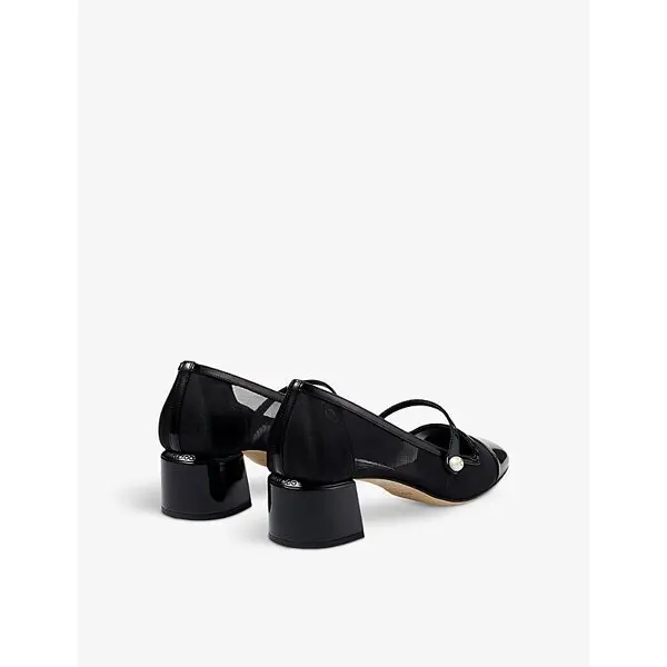 JIMMY CHOO Elisa 45 Mesh And Patent-leather Heeled Courts - Black/black