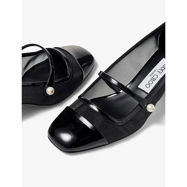 JIMMY CHOO Elisa 45 Mesh And Patent-leather Heeled Courts - Black/black