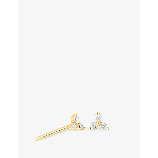 ASTRID & MIYU Triple Crystal Stud Earrings - Gold