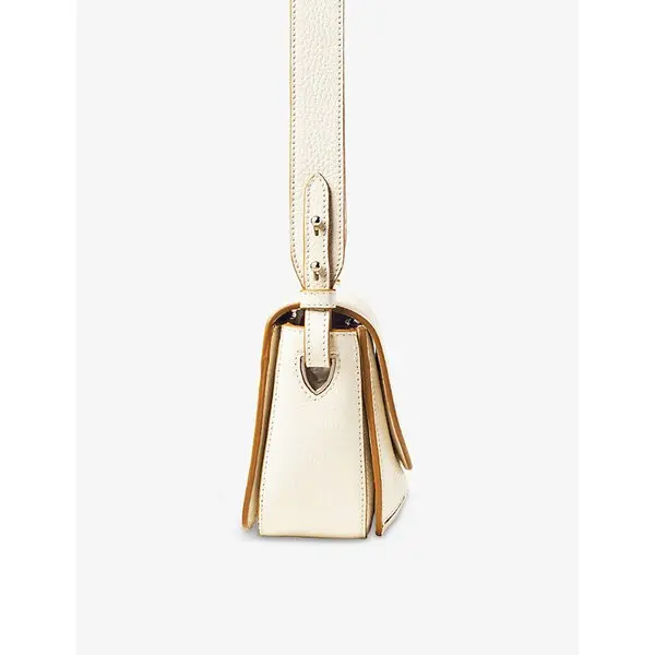ASPINAL OF LONDON Ella Logo-print Grained-leather Cross-body Bag - Ivory