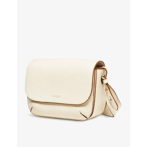 ASPINAL OF LONDON Ella Logo-print Grained-leather Cross-body Bag - Ivory