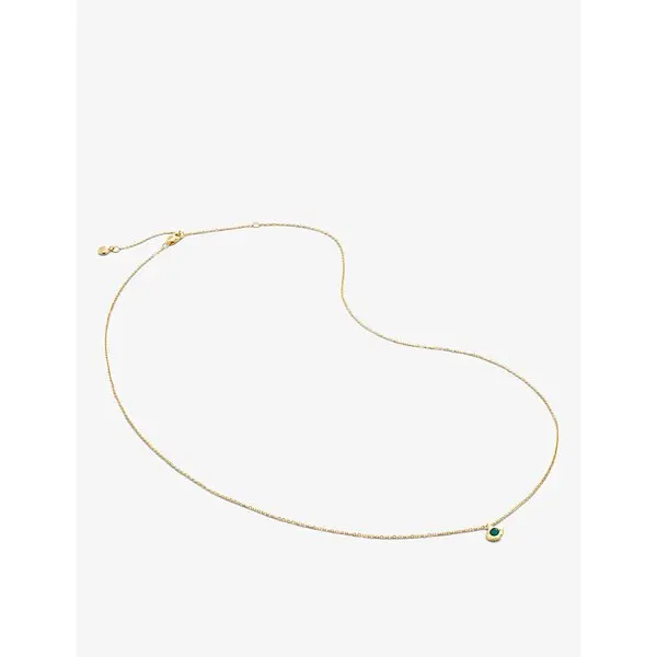 Monica Vinader Siren Emerald And 14ct Yellow-gold Chain Necklace - Yellow Gold