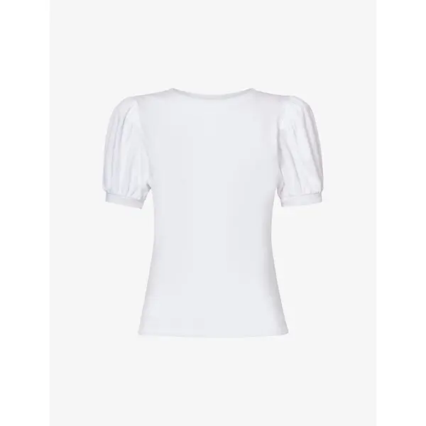 Paige Matcha Puffed-sleeve Cotton T-shirt