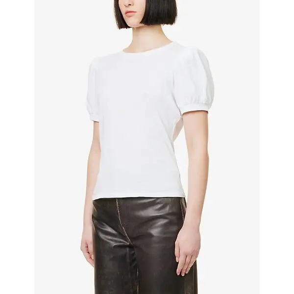 Paige Matcha Puffed-sleeve Cotton T-shirt