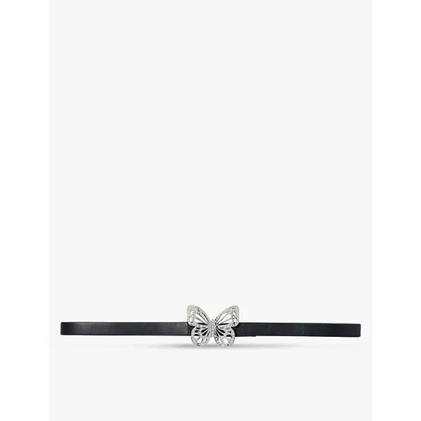 Maje Rhinestone-embellished Leather Belt - Noir / Gris