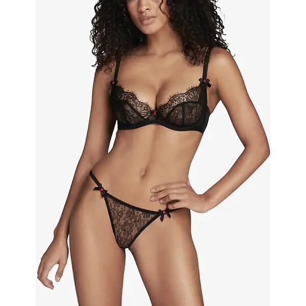 Agent Provocateur Lorna Low-rise Lace Thong Xxl - Black