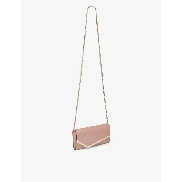 JIMMY CHOO Emmie Logo-engraved Clutch - Pink/gold