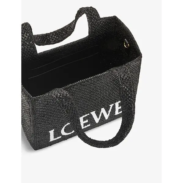 Loewe X Paula's Ibiza Medium Logo-print Raffia-blend Top-handle Bag - Black