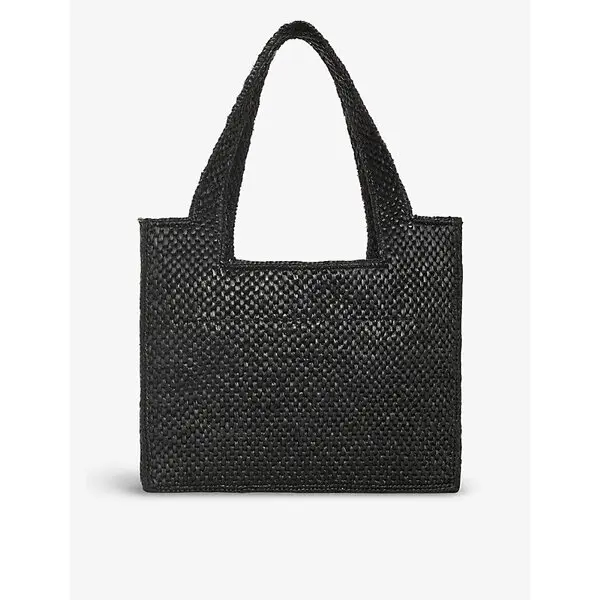 Loewe X Paula's Ibiza Medium Logo-print Raffia-blend Top-handle Bag - Black