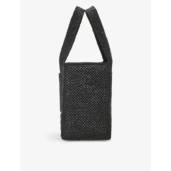 Loewe X Paula's Ibiza Medium Logo-print Raffia-blend Top-handle Bag - Black