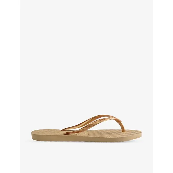 Havaianas Slim Logo-embossed Rubber Flip Flops - Golden