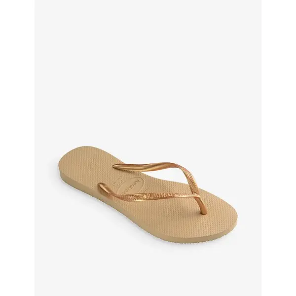 Havaianas Slim Logo-embossed Rubber Flip Flops - Golden