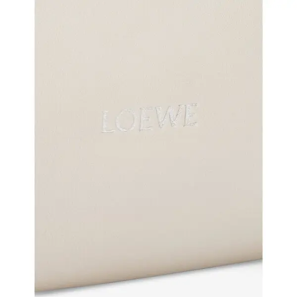 Loewe Flamenco Logo-embossed Knotted Leather Bag - Sea Salt