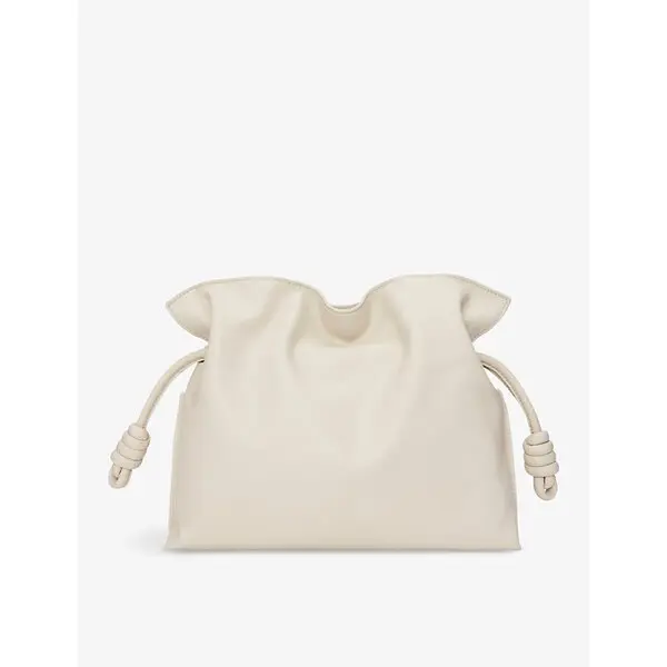 Loewe Flamenco Logo-embossed Knotted Leather Bag - Sea Salt