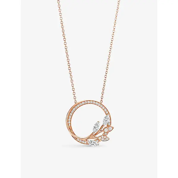 Tiffany & Co. Vine Circle Diamond Pendant Necklace - 18k Rose Gold