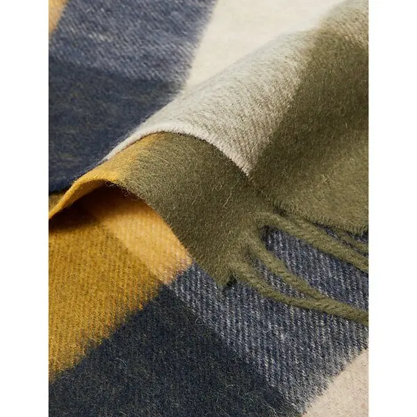 Barbour Checked Tasselled-trim Wool Scarf