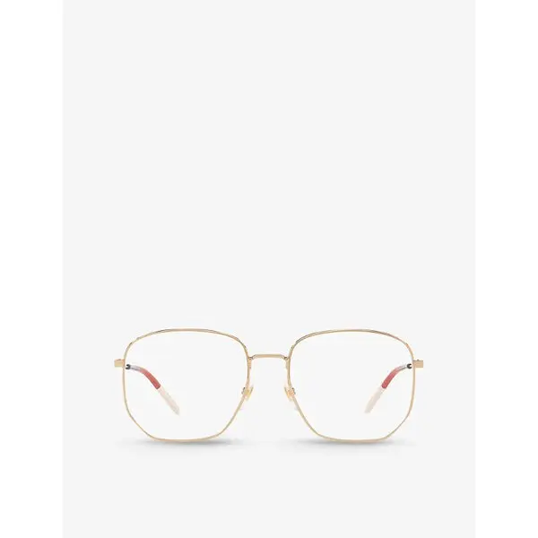 Gucci Gg0396o Hexagon-frame Metal Eyeglasses - Gold