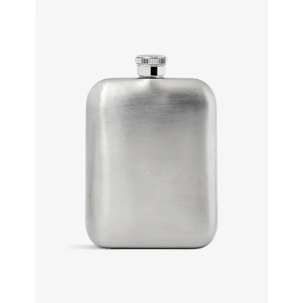 ASPINAL OF LONDON Grained-leather Pouch And Stainless-steel Hip Flask