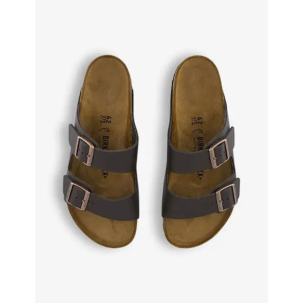 BIRKENSTOCK Arizona Double Strap Leather Sandals - Dark Brown Leather