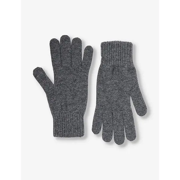 Johnstons Of Elgin Ribbed Cashmere Gloves - Sfa Mid Grey