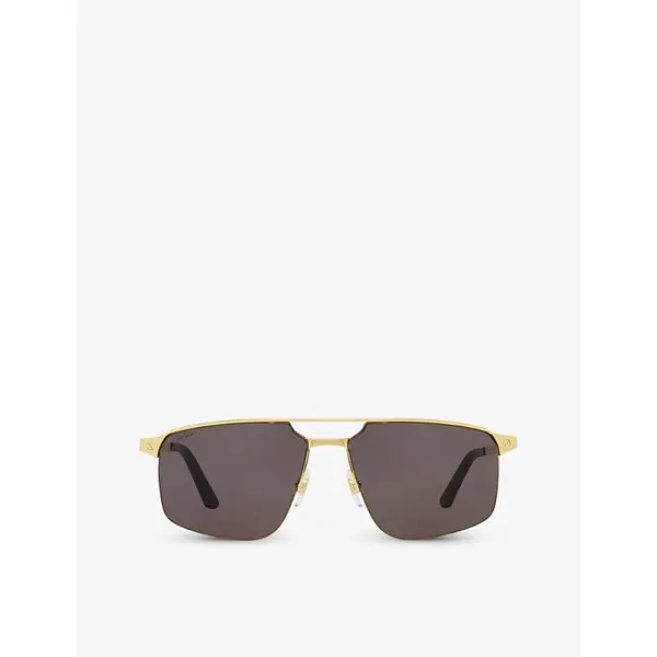 CARTIER Ct0385s Pilot-frame Metal Sunglasses - Gold