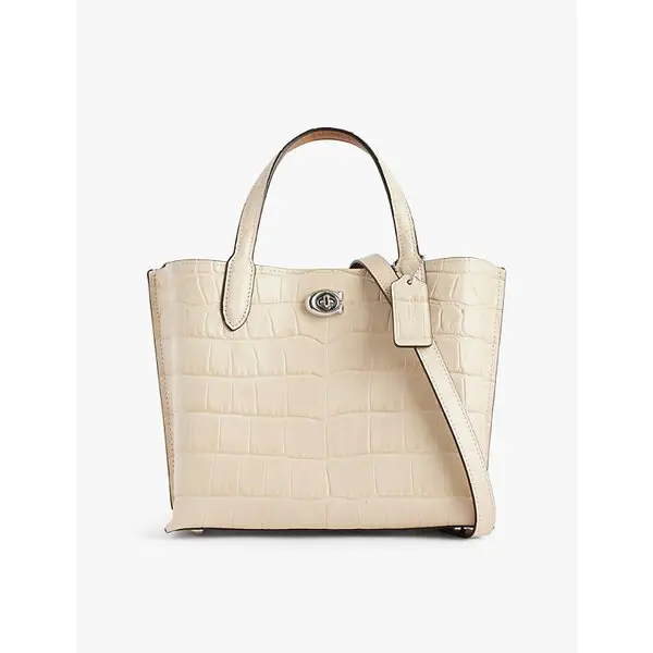 COACH Croc-embossed Leather Tote Bag - Ivory | Editorialist