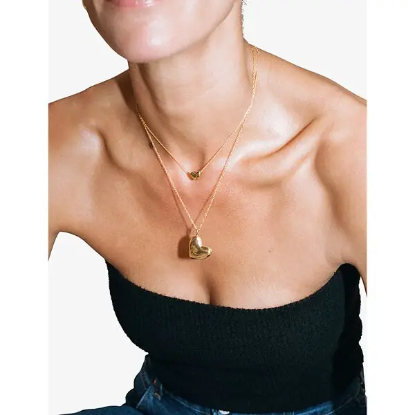 Monica Vinader Heart Charm Pendant Necklace - Gold