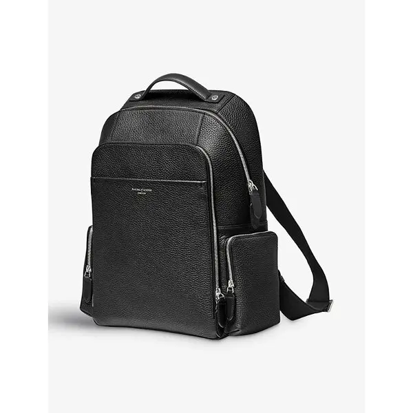 ASPINAL OF LONDON Reporter Zipped Pebbled Leather Backpack - Black