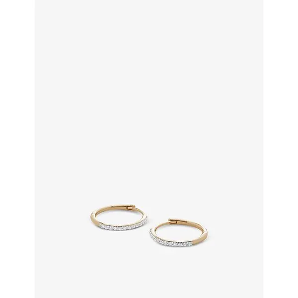 Monica Vinader Pavé Diamond Huggie Earrings - Yellow Gold