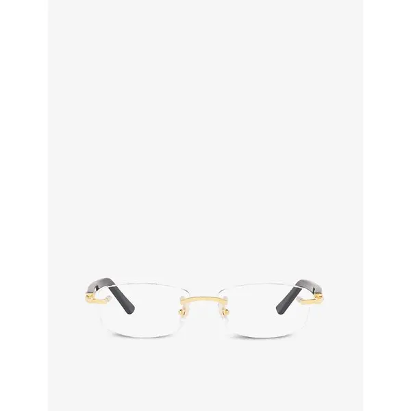 CARTIER Rectangle-frame Metal Eyeglasses - Gold Shiny