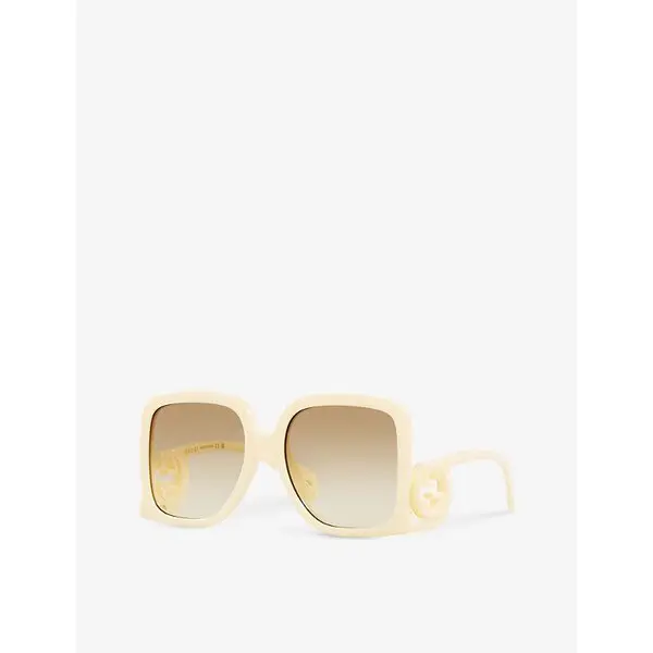GUCCI Acetate Rectangle Frame Sunglasses GG1326S White Gucci Sunglasses GG1326S 001 main image 4