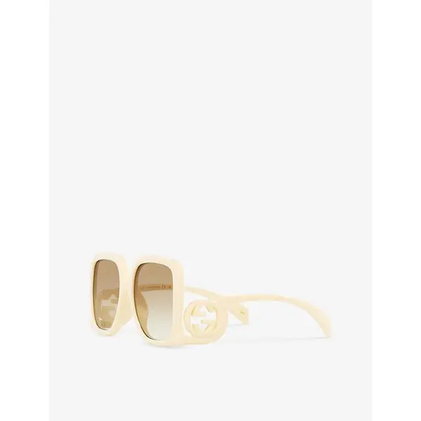 Gucci Gg1326s Rectangle-Frame Sunglasses - White - 30% Off  display picture 3