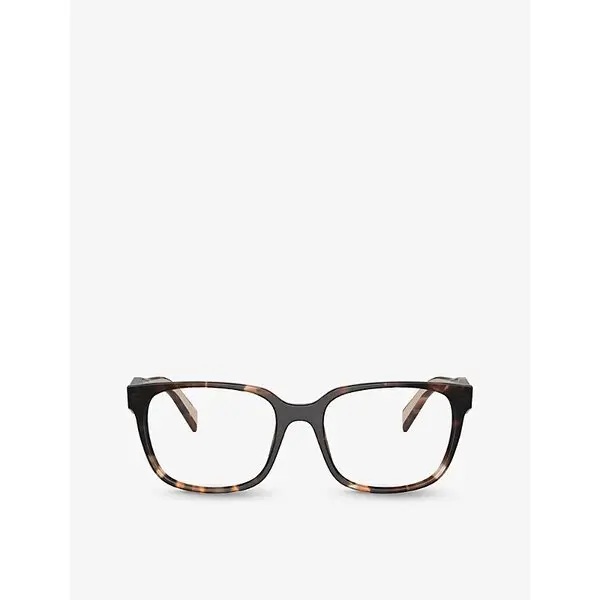Prada Pr 17zv Rectangle-frame Acetate Glasses - Brown