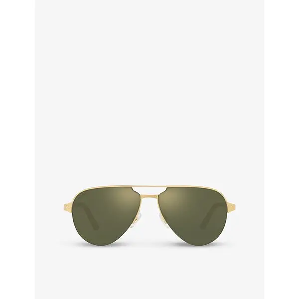 CARTIER Pilot-frame Metal Sunglasses - Gold