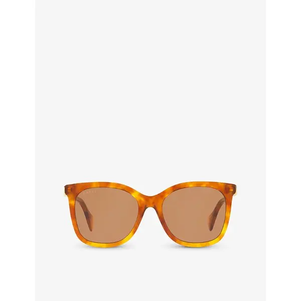 Gucci Gg1071s Square-frame Tortoiseshell Sunglasses - Brown