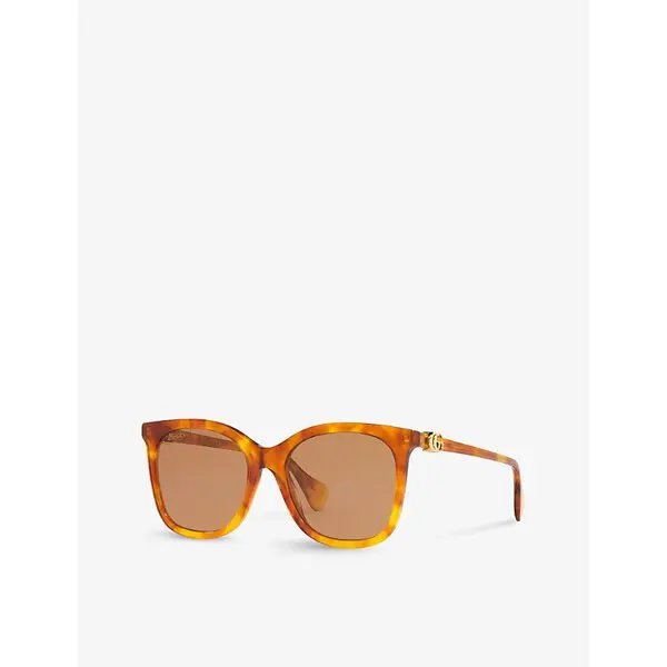 Gucci Gg1071s Square-frame Tortoiseshell Sunglasses - Brown