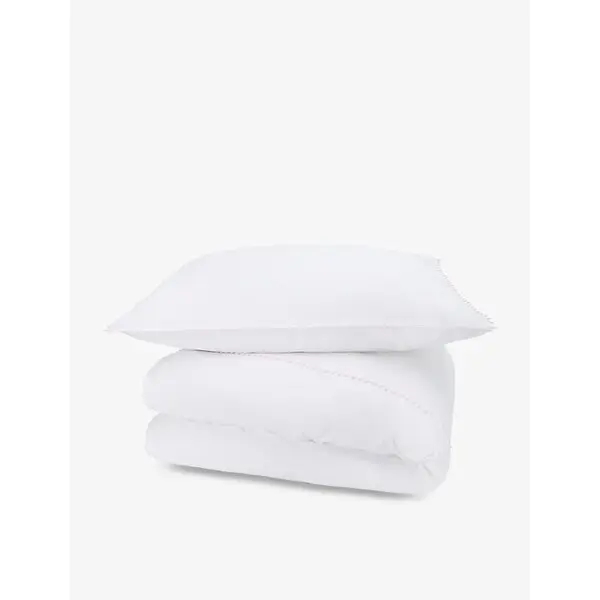 THE WHITE COMPANY Avignon Pom Pom-embellished Cot Cotton Duvet Set - Whitepink