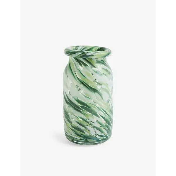 HAY Splash Swirl-pattern Glass Vase - Green Swirl