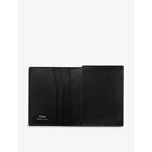 Cartier Losange Logo-plaque Grained Leather And Palladium Card Holder