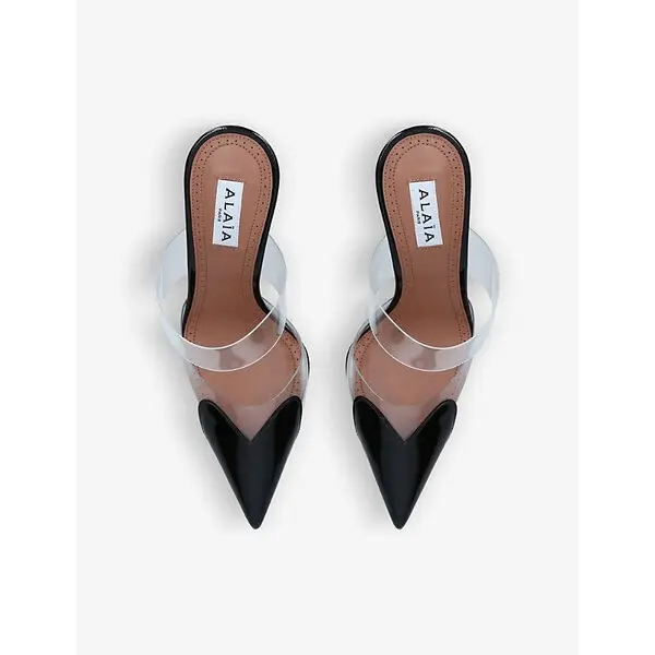 Alaïa Cœur 90 Point-toe Patent-leather Mules - Black