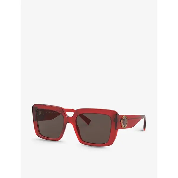 Versace Square-Frame Sunglasses - Red | Editorialist display picture 3