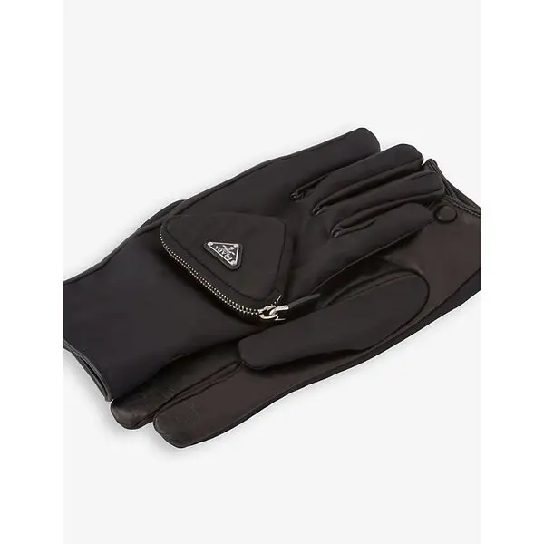 Prada Logo-embellished Re-nylon And Leather Gloves