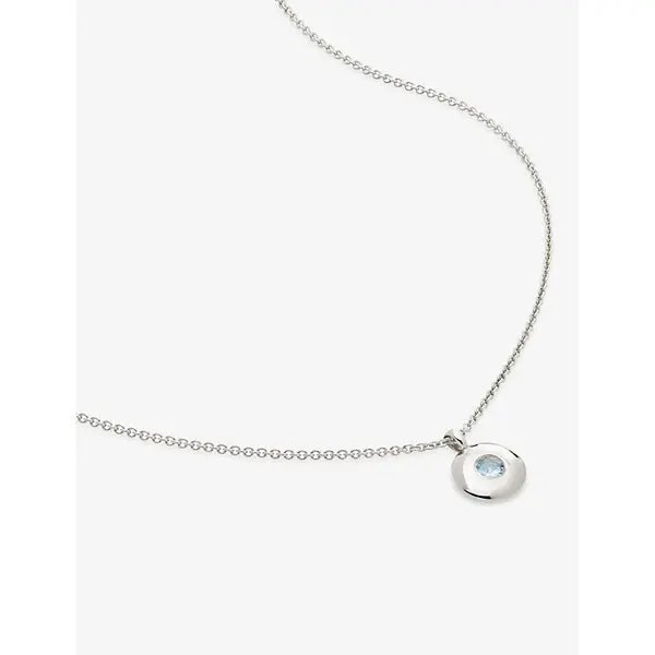 Monica Vinader Sterling-silver And Aquamarine Pendant Necklace - Sterling Silver