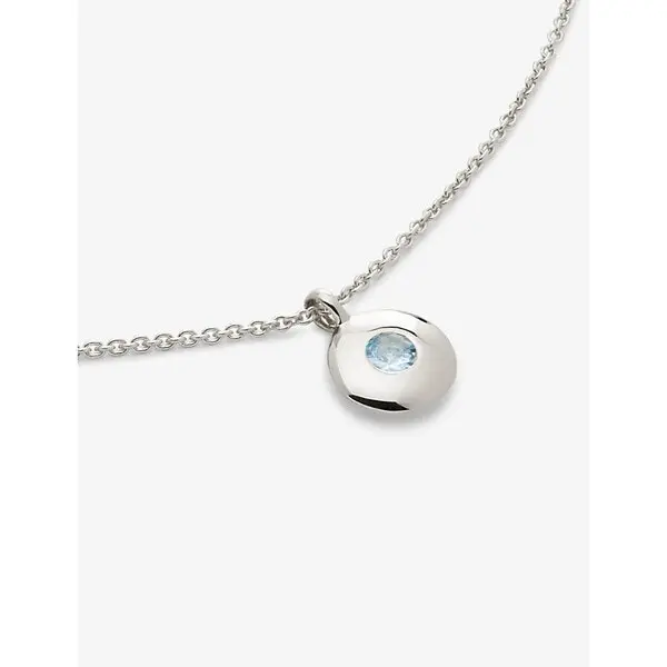 Monica Vinader Sterling-silver And Aquamarine Pendant Necklace - Sterling Silver